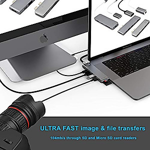 CharJenPro USB C Hub for MacBook Pro 2020, 2019, 2018-2016 (M1) MacBook Air 2020, 2019, 2018, 100W Power, HDMI 4K, 2 USB 3.0, microSD, SD Card Reader, USB C Port. USBC Adapter.