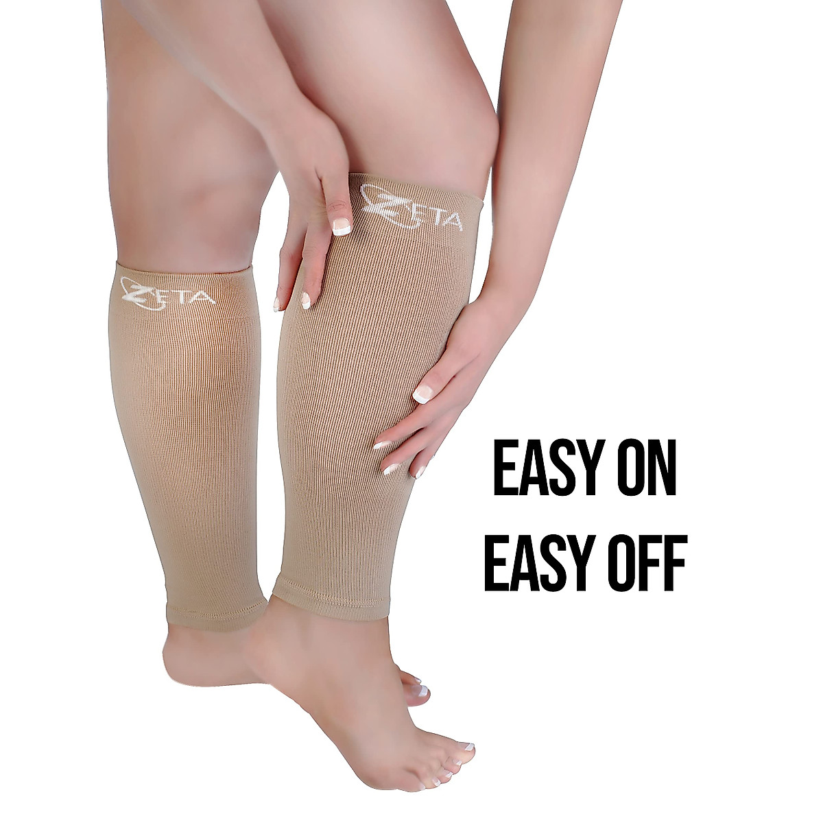 Zeta Wear Plus Size Leg Sleeve Support Socks - The Wide Calf Compression Sleeve Women Love for Its Amazing Fit, Cotton-Rich Comfort, Graduated Compression & Soothing Relief, 1 Pair, Size 4XL, Nude