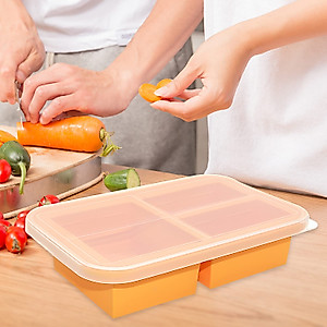 Bongpuda Soup Freezer Containers, Silicone Freezer Trays With Lid,Easy-Release,Reusable Freezer Storage Containers,For Freezing And Storing Broths,Sauces And Leftovers-2 Pack