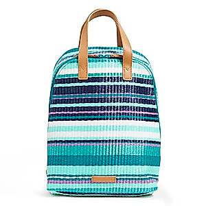 Vera Bradley Women's Straw Mini Beach Totepack Backpack, Spring Mint Stripe, One Size