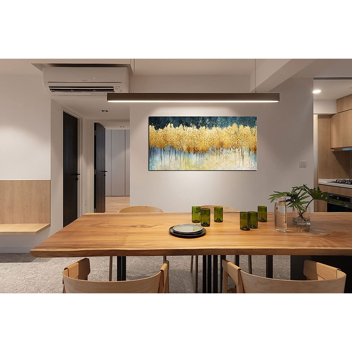 XXMWallArt FC2662 Canvas Wall Art Abstract Golden Forest Painting Modern Decor Abstract Canvas Prints for Living Room Bedroom Kitchen Home and Office Wall Decor