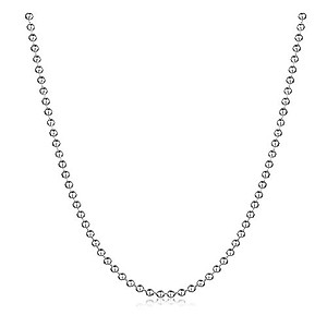 Adabele 1pc Authentic 925 Sterling Silver 1.0mm Dainty Cute Ball Link Chain Necklace 16 Inch for Men Women Made In Italy Hypoallergenic Nickel Free SS130-16