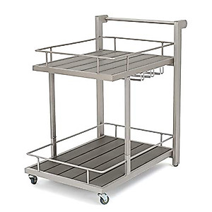 Christopher Knight Home Cape Coral Outdoor Aluminum Bar Cart with Polymer Blended Wood Top, Natural Color