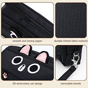 MELLIFLURORA Pencil Case, Large Capacity Pencil Pouch Aesthetic,3D Cat Pen Bags,Office Stationery Organizer,Cute Pencil Box for Teens Girls Boys Student (Black)