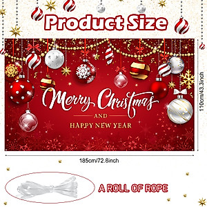 Christmas Backdrop Merry Christmas Party Decoration Christmas Photo Banner Signs Xmas Photography Background Photo Props for Winter New Year Xmas Eve Family Party Decoration Supplies (Ball)