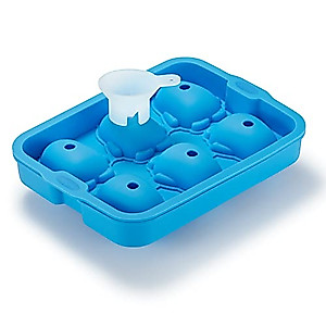 Nax Caki 3D Penguin Gifts Ice Cube Tray Fun Shapes, Odd Novelty Cute Gifts for Penguins Lover, 2.2" Large Silicone Whiskey Ice Mold for Cocktails,Bourbon,Brandy, w/Funnel Blue