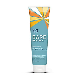 Bare Republic Clearscreen Sunscreen SPF 100 Sunblock Body Lotion, Water Resistant with an Invisible Finish, 5 Fl Oz