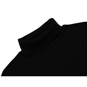 Mens Lightweight Long Sleeve Turtleneck Top Pullover Slim Fit Sweater Black L