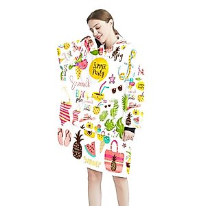 Wearable Blanket Hoodie Tropical Summer Beach Oversized Hooded for Women,Comfy Sweatshirt