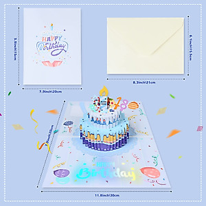 3D Musical Birthday Card, Blowable LED Light Candle, 3D Birthday Popup Cards with DIY 0-9 Numbers, Blow Out Led Light Candle, and Play Birthday Music Flash Happy Birthday Lights for Kids Men and Women