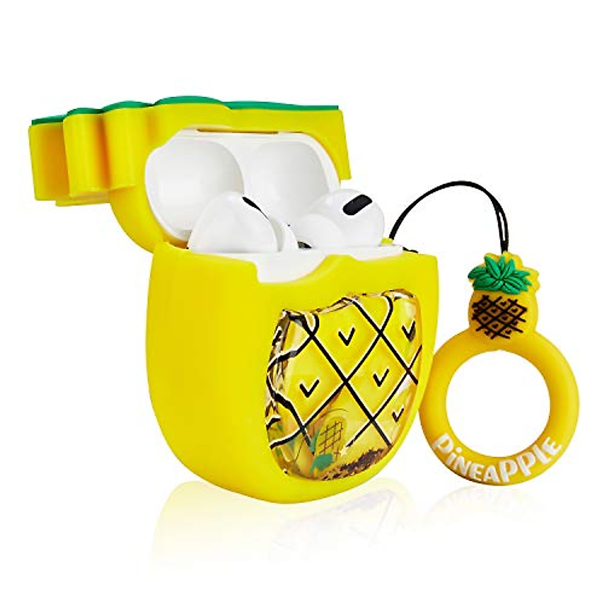 Oqplog for AirPod Pro 2019/Pro 2 Gen 2022 Case Protective Soft Silicone Cute Cover for Teens Girls Kids Air Pods Funny Fruit Quicksand Shiny Skin Accessories Cases for Airpods Pro-Bling Pineapple