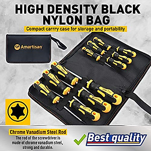 Amartisan 12-Piece Magnetic Torx Screwdrivers Set, Magnetic Torx Driver Star Screwdrivers Set T5 - T40 Best Choice