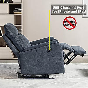 cinkehome Electric Power Recliner-Small Breathable Fabric Reclining Chair-USB Ports-Electric Home Theater Seating-Recliners for Small Spaces-Home Living Room Bedroom-Grey