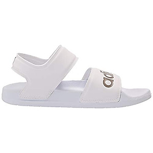 adidas Women's Adilette Sandal Slide, White/Champagne Metallic/White, 9