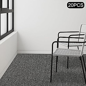 LOHISHILO 20Pcs Square Carpets, 20"x20" Peel and Stick Carpet Tile Tile Outdoor Use, Commercial Carpet, Repeated Use Floor Tile Washable Mats for Living Rooms, Bedrooms, Dining Rooms(Dark Grey)