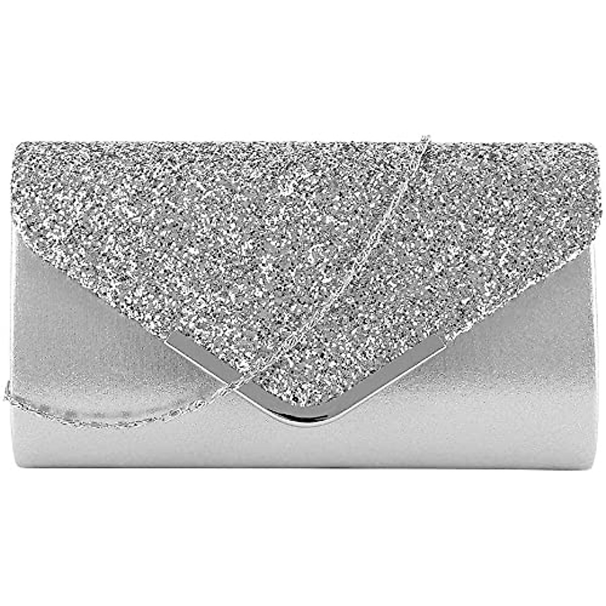 AYKDAS Purses & Totes, Evening Clutches & Crossbody Bags Flash Elegant Clutch, Gold, Silver, Pink (Black) Shiny Handbag (Color : Silver)