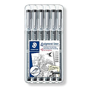 STAEDTLER Pigment Liner Bonus Sketch Set of 6 Liners for the Regular Price of 4(2 free), 308 SB6P