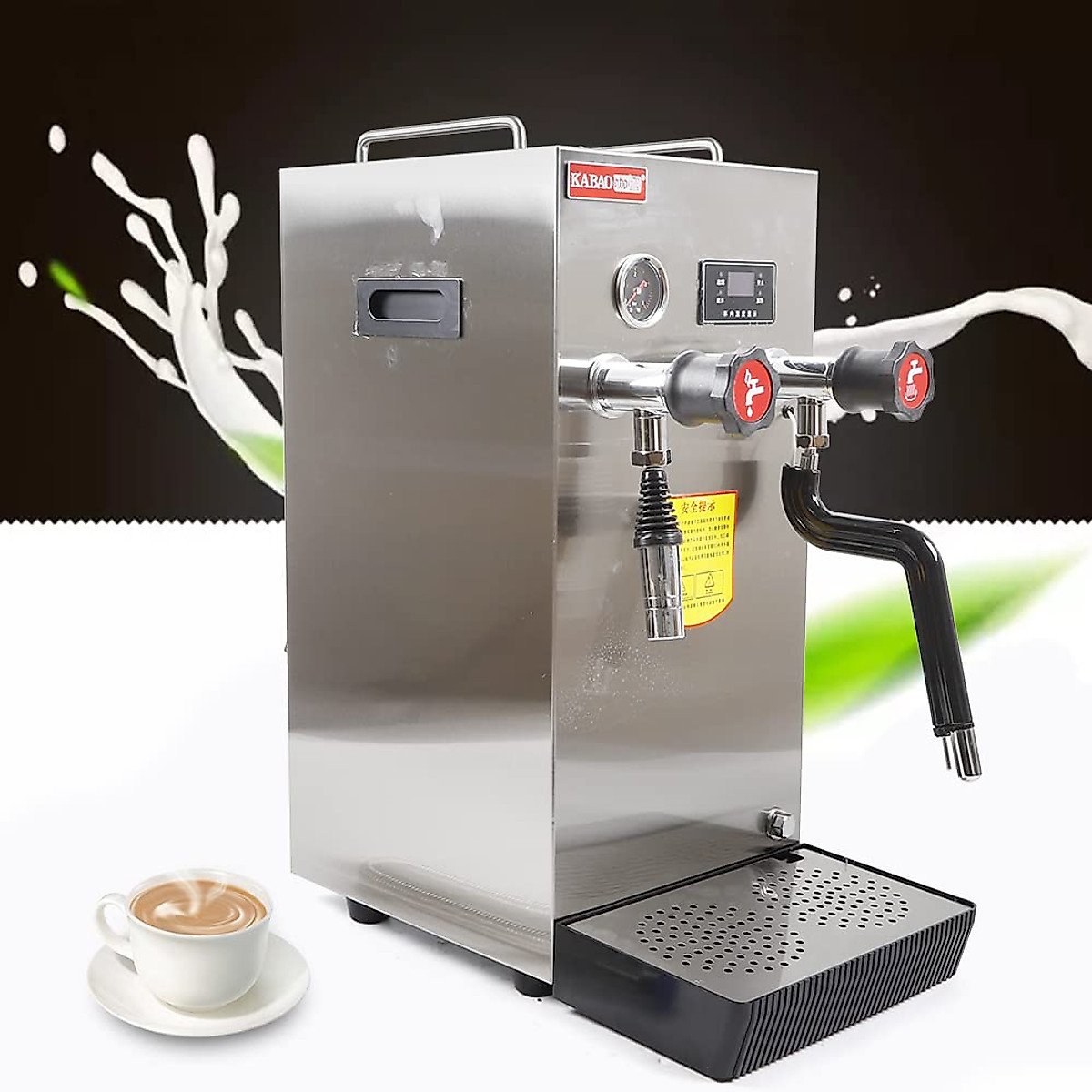 BFDIEEM Commercial Multi-Purpose Milk Frother 8L Full-Automatic Steam Boiling Water Frothing Machine, Electric Milk Foam Maker LCD Display for Espresso Coffee Tea Coffee Shop Dessert Shop Hotel Milk