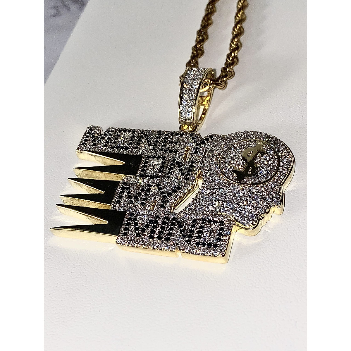 Shop-iGold Mens Womens 14k Gold Finish Jewelry Chain Pendant Set Grillz