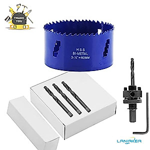 LANIAKEA 3-1/4-Inch Bi-Metal Hole Saw 83MM M42 Annular Hole Cutter HSS Variable Tooth Pitch Holesaw Set with Arbor Blue for Home DIYer
