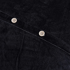 WERDIM Shaggy Fluffy Faux Fur Pillowcases 2 Pack Button Closure Velvet Pillow Shams Standard/Queen Size (Black, 20 X 26 Inches)