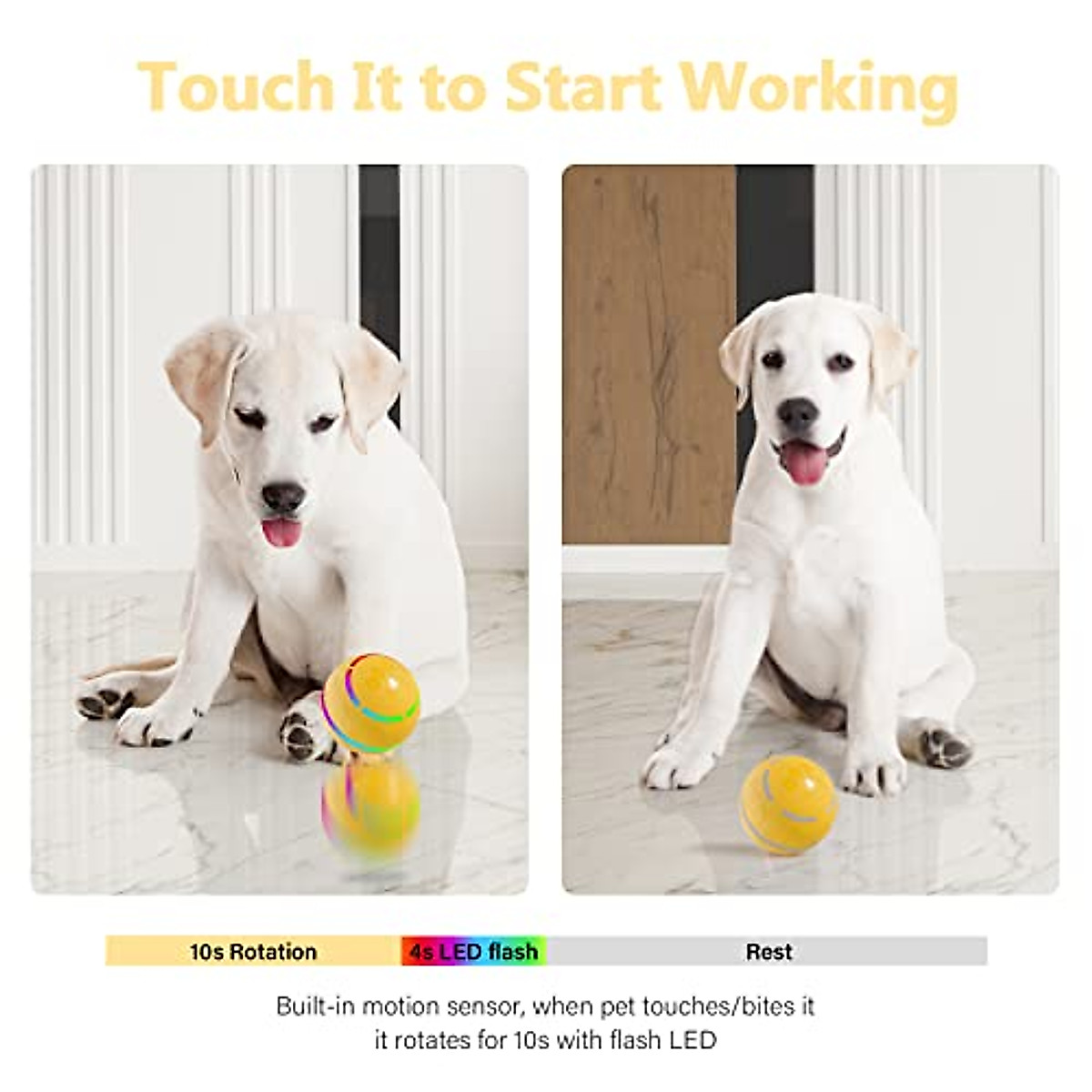 【2023 Newest】Interactive Dog Toy Ball with Remote Control and LED Flash Light, Rechargeable Wicked Ball Made of Durable Safe TPU, Motion Activated Rolling Ball Toys for Dogs/Cats with 2 Work Modes