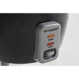 Servappetit 8 Cup Rice Cooker For Any Size Meal, Dishwasher safe, Removable Pot and Lid, Non-stick coating, Black