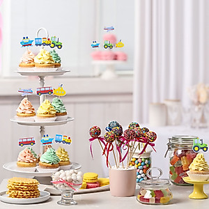 Gyufise 36Pcs Transportation Cupcake Toppers Car Truck Train Airplane Ship Party Cake Toppers Picks for Kids Birthday Baby Shower Party Decorations Supplies