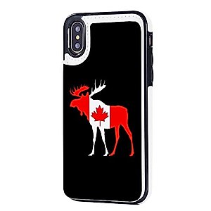 Canada Flag Moose Wallet Phone Cases Fashion Leather Design Protective Shell Shockproof Cover Compatible with iPhone X/XS