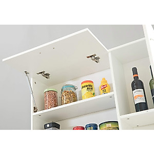 Basicwise Kitchen Pantry Storage Cabinet with Doors and Shelves, White