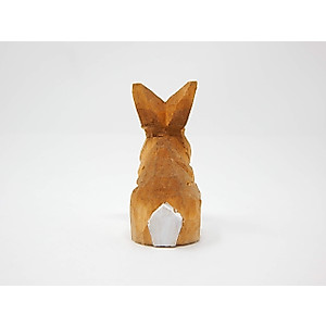 Selsela Brown Rabbit Handmade Wood Figurine Carved Bunny Sculpture Home Decor Miniature Animal Art Garden Statue Collectible