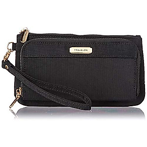 Travelon RFID Blocking Phone Clutch Wallet, Black, 8.25 x 4.5 x 1