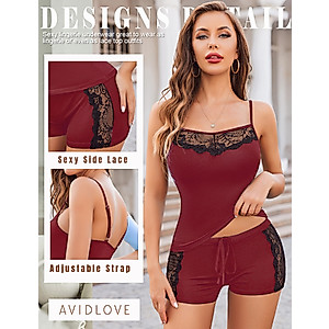 Avidlove Women Sleepwear Lace Pajamas Set Shorts Nightwear Camisole Short Sets