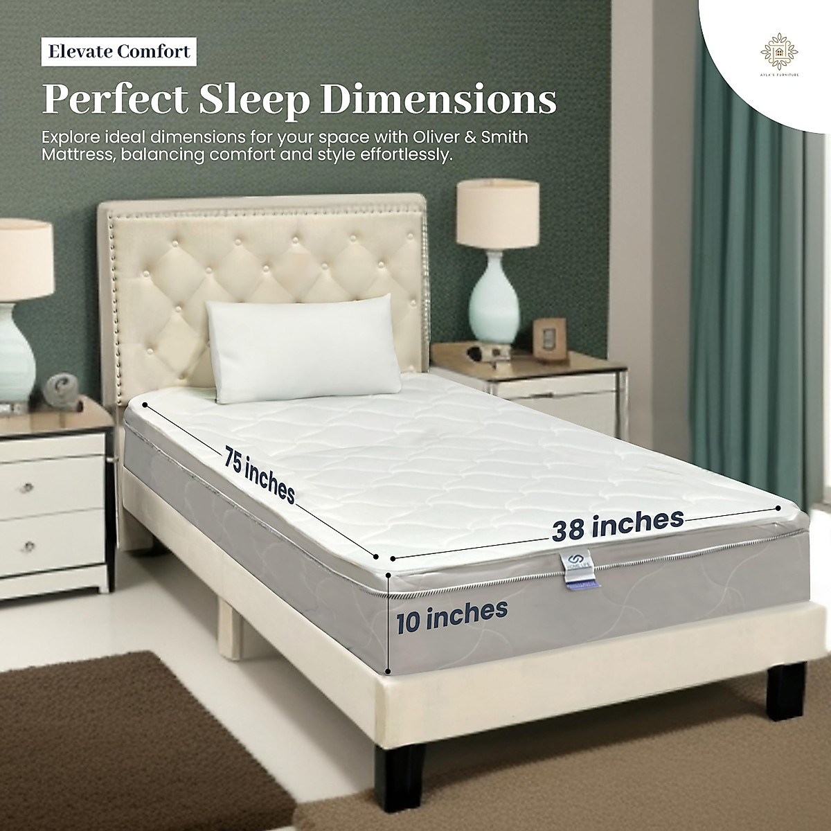 Aylas Furniture Twin Bed Mattress - 10 Inch Hybrid Twin Mattress with High Density & Comfort Cold Foam with Continuous Coil Bonnell Springs - Eco-Friendly, Breathable Twin Size Mattress Medium Firm