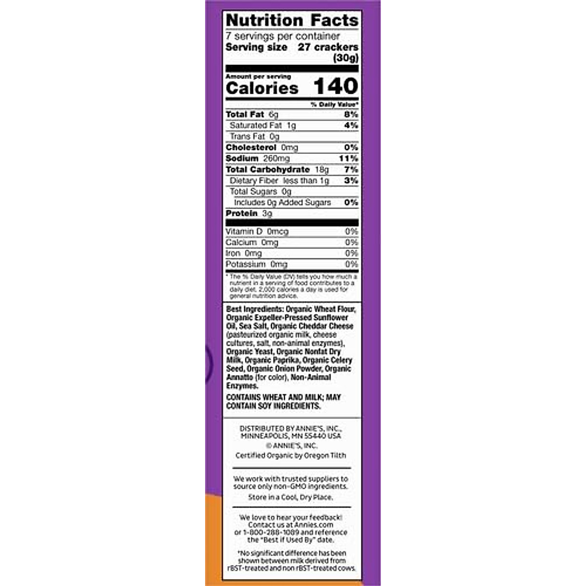 Annie's Organic Cheddar Squares, Baked Cracker Snacks, 7.5 oz