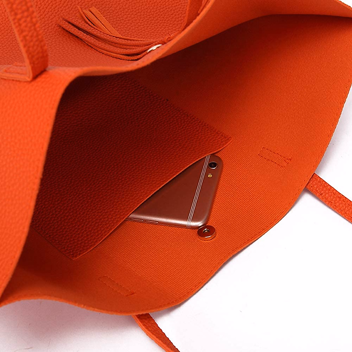 IBLUE Women Tote Bag Purse Large Faux Leather Shoulder Bag Tassel Satchel Handbags, D1059 (Lake Blue)