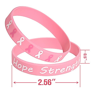 36PCS Breast Cancer Awareness Pink Ribbon Bracelets - Hope Faith Strength Courage Wristbands Party Supplies Favors