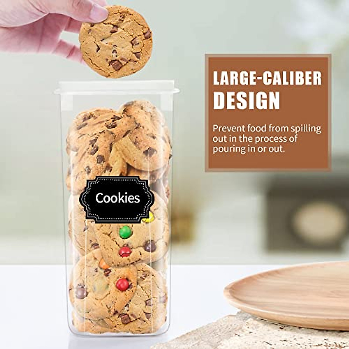 PRAKI Airtight Food Storage Container Set, 16 Pcs BPA Free Plastic Dry Food Canisters for Kitchen Pantry Organization and Storage Ideal for Cereal, Flour & Sugar - Labels, Marker(Black)