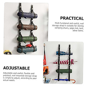 Gogogmee 2pcs Black Hanging Strap with Buckles Polyester Garage Storage Rack Adjustable Wall-Mounted Storage Strap Folding Chair Rack