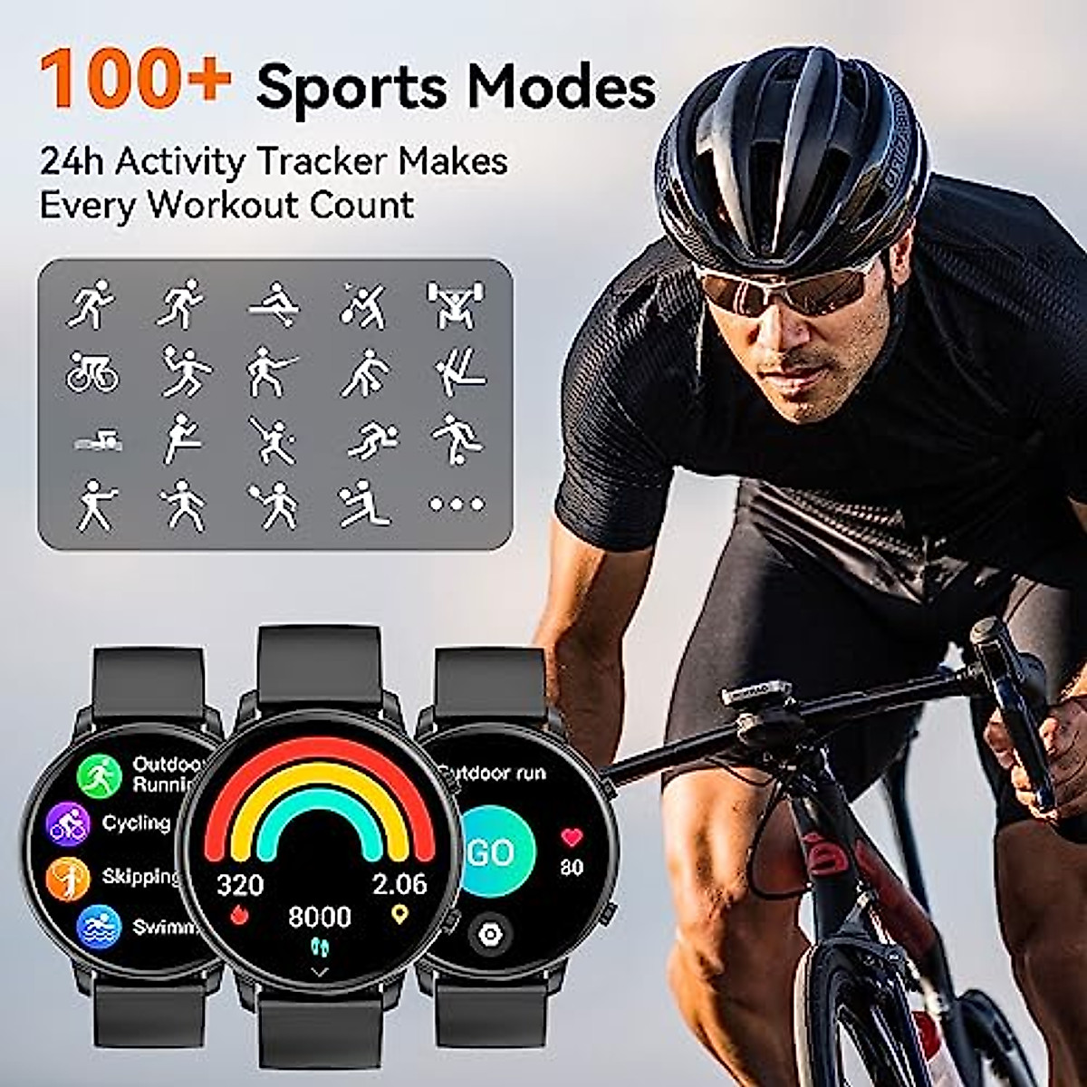 Smart Watch, Bluetooth Call Smartwatch for Men and Women,Monitoring Heart Rate/Sleep/Blood Oxygen/Pedometer,1.39-inch Fitness Tracker with Multiple Sports Modes,Smartwatches fit for IOS and Android