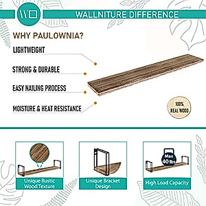 Wallniture Avila 24" Floating Shelves for Wall, Kitchen Organization & Office Shelves, Bookshelf for Living Room Decor, Laundry Room Shelves Set of 5 Burnt Finish