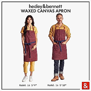 Hedley & Bennett Napa Valley Waxman Apron - 100% Cotton, 12.05 oz Waxed Canvas Apron with Pockets & Adjustable Leather Strap for Grilling, Baking, BBQ, Cooking - Professional Chef Apron