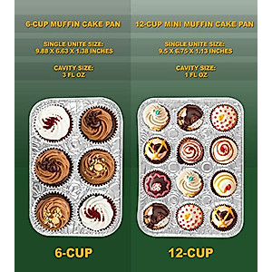 PARTY BARGAINS 6-Cup Aluminum Muffin Pans - 20 Pack, Standard Size Cupcake Pans, Disposable Muffin Tin for Baking (Max 240°C)