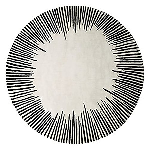 Distressed Contemporay Round Area Rug for Living Room Cream Black Nursery Bedroom Playroom Carpet Circle Dining Kitchen Runner Rug Premium Durable Laundry Room Bathroom Mat Large Indoor Rug 63in