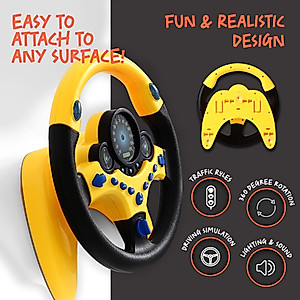 BETTERLINE Toy Wheel for Kids, Driving Simulation with Lights and Sounds, Pretend Driving Toy for Boys and Girls, Kids Interactive Toys