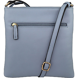 B BRENTANO Vegan Medium Crossbody Handbag Purse (Blue 1)