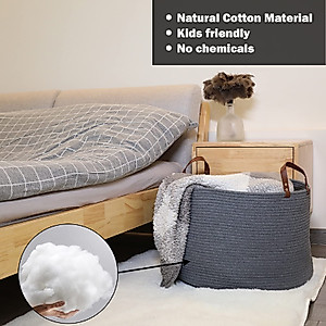 XXL Multi Purpose Large Blanket Basket Living Room 20"X20"X13", Haidms Blanket Storage Basket Living Room, Large Woven Laundry Basket - Rope Storage Basket Large Baskets for Blankets Storage