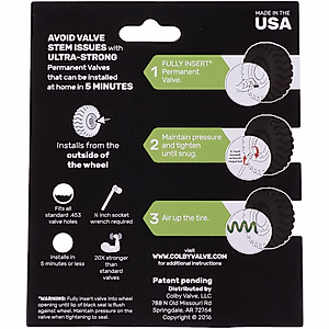Colby Valve Permanent Valve Stem Replacement Kit | Installs from Outside of The Wheel | Tire Valve Stems Made in USA from Quality 360 brass components