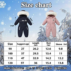 AIKSSOO Kids Baby One Piece Snowsuits Overalls Ski Suits Jackets Coats Jumpsuits Winter Outdoor Snowboarding Pink