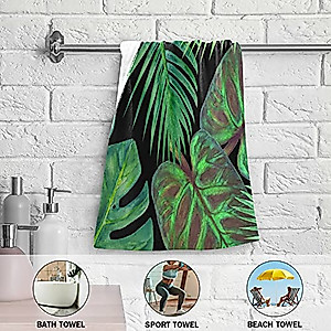 susiyo Bright Green Tropical Leaves Hand Towels Set of 2 Luxury Print Decorative Bathroom Towels Super Soft Highly Absorbent Multipurpose Towels for Yoga Gym Spa Hotel Bathroom Kitchen 28x14 Inch